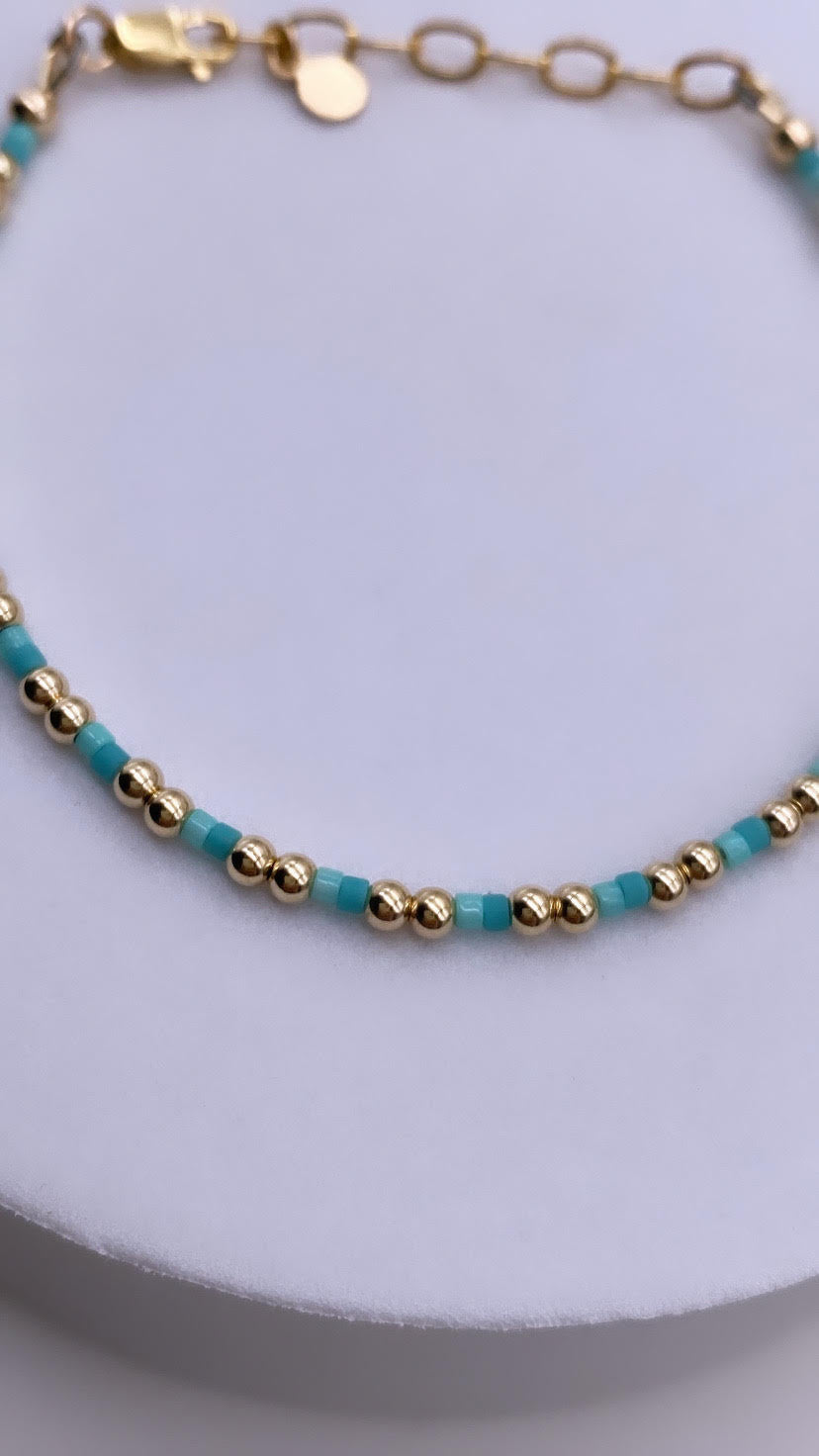 Blue 2 tone Miyuki Bead Bracelet - Gold Filled – Kono & Co.